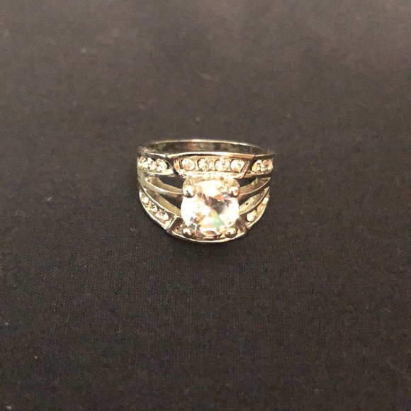 Jewelry | Fancy Silver Tone And White Crystal Stone Ring Size 7 | Poshmark